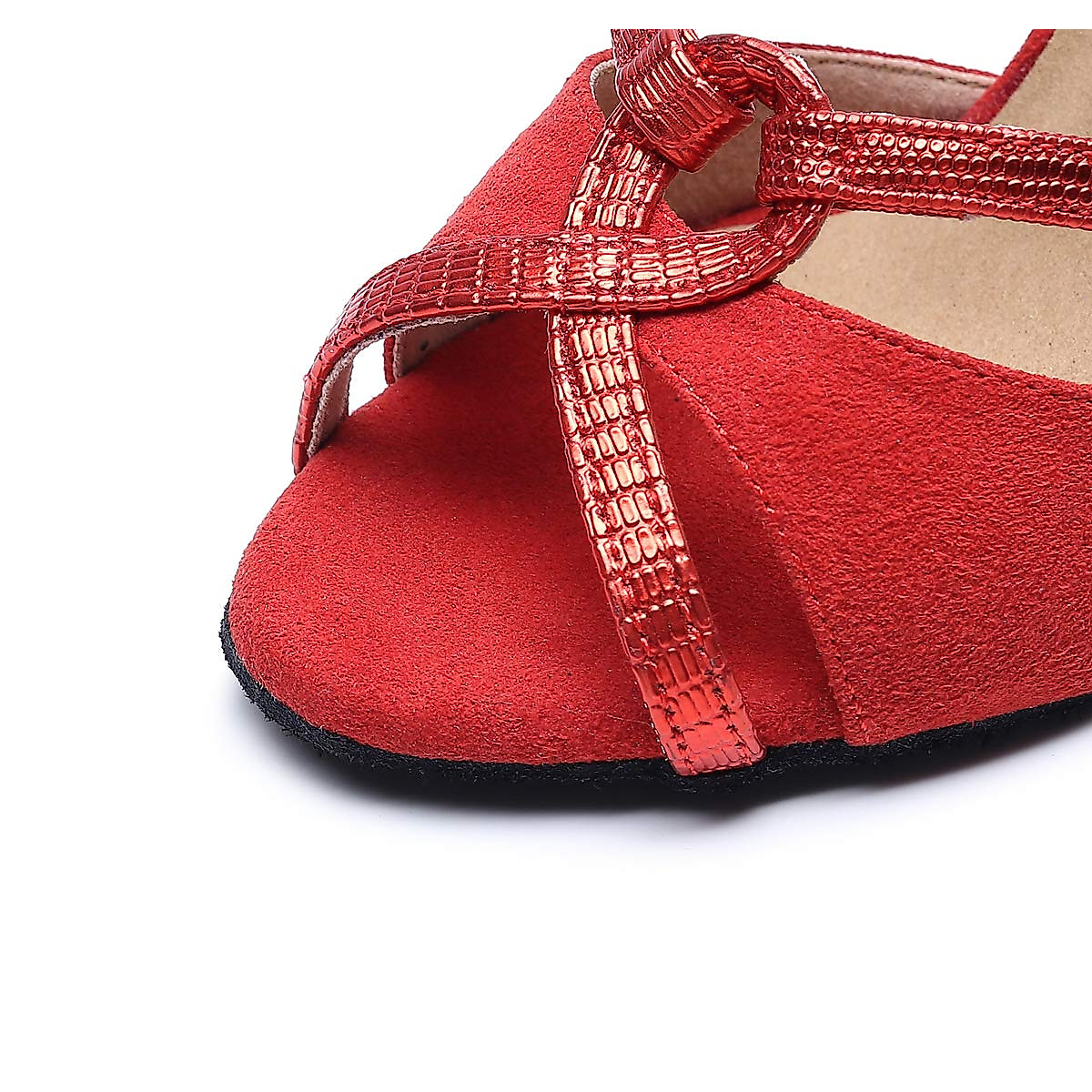 Goettin Professional Latin Dance Shoes Satin Salsa Dancer Shoes Ballroom Tango Dancing Shoes for Women with 3.5" Heel by FBA (US7.5) Red