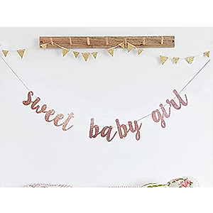 Welcome Sweet Baby Girl Banner, It's a Princess Rose Gold Glitter Paper Sign Decorations for Baby Shower Party, It's a Girl Party Decors, Gender Reveal Party Backdrops