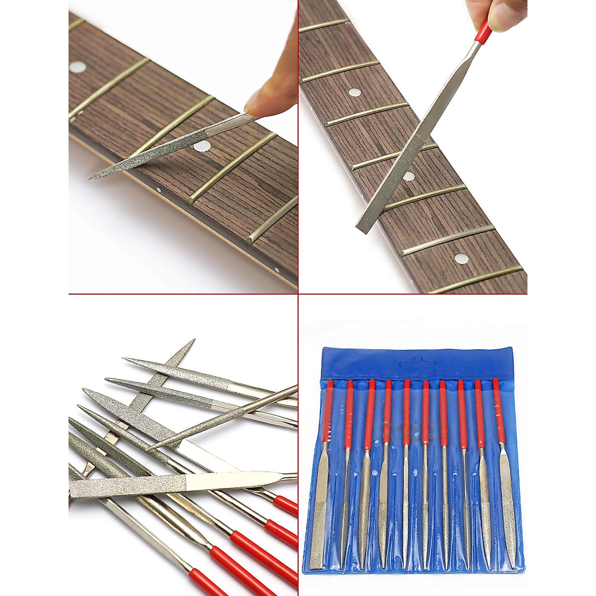 Harrier Guitar Nut Files Needle Fret Saddle Files Guitar Repair Luthier Tool Set of 10Pcs.