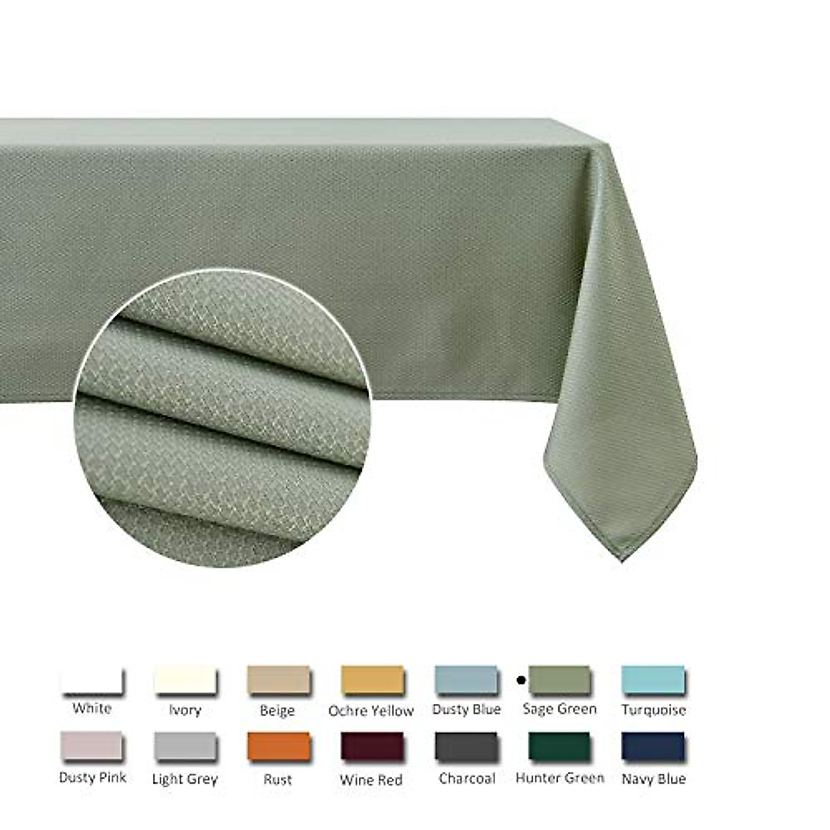 maxmill Rectangle Textured Tablecloth Waterproof Spillproof Wrinkle Free Table Cloth, Kitchen Dinning Tabletop Decoration, Fabric Table Cover for Outdoor and Indoor Use, 52 x 70 Inch, Sage Green