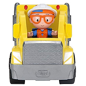 Blippi Cement Truck - Mini Vehicle with Freewheeling Features Including 2” Character Toy Figure Construction Worker - Imaginative Play for Toddlers and Young Kids