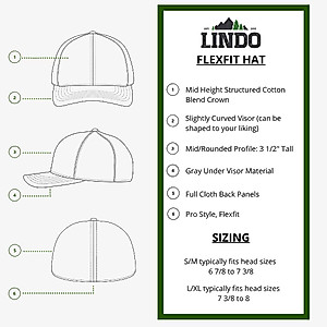 LINDO - Flex/Stretch Band Pro Back Style Hat - The Great Outdoors (Black w/Graphite: L/XL)