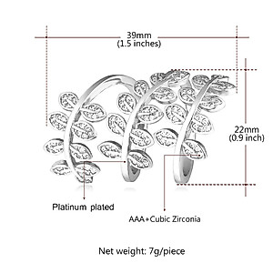 U7 Women Clear CZ Platinum Plated Leaf Shape Full Finger Long Ring, Statement Cocktail Ring, Bride Ring Adjustable