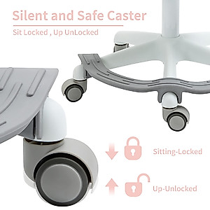 HOMEFUN Kids Desk Chair, Computer Chairs with Armrest and Footrest for Boys Girls Cute Mesh Ergonomic with Adjustable Height Swivel Safe Sit-Locking Casters Pink