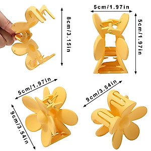 AWAYTR Flower Hair Clip - 4Pcs Matte Small Flower Hair Claw Clips, Nonslip Strong Hold Hair Clips for Women and Girls (Yellow, Purple, Pink, Khaki)