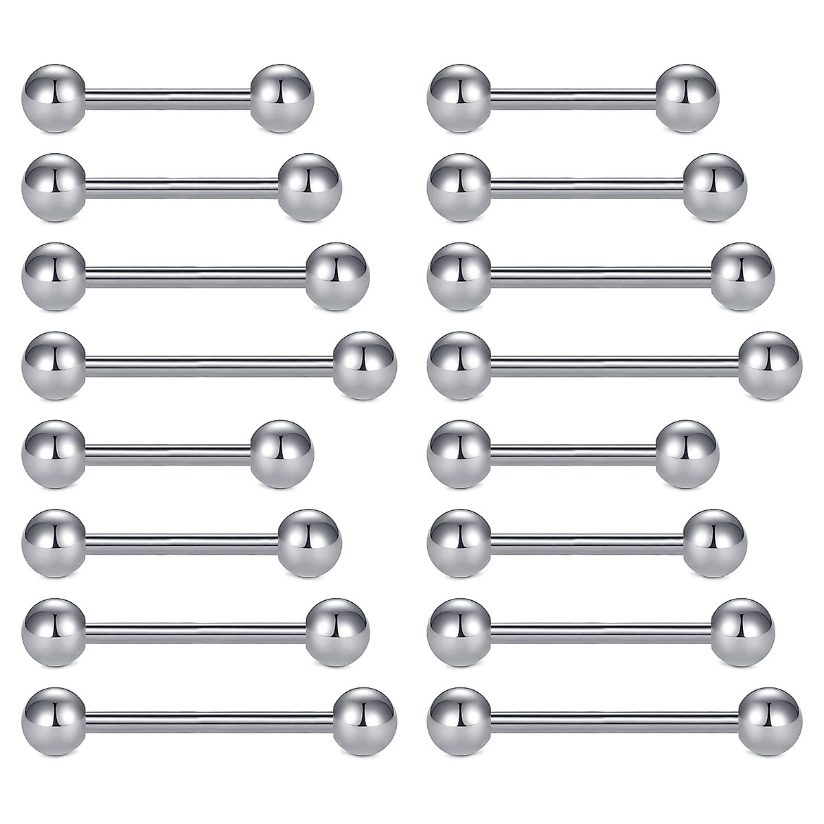 Mayhoop 14G Stainless Steel Nipple Rings Tongue Rings Straight Barbell Bars Piercing 12mm 14mm 16mm 18mm in Length for Women Men