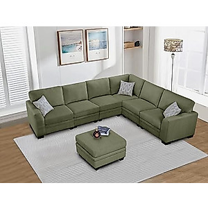 Legend Vansen 7PCS Corduroy Flexible Combination Sofa Sectional, Olive