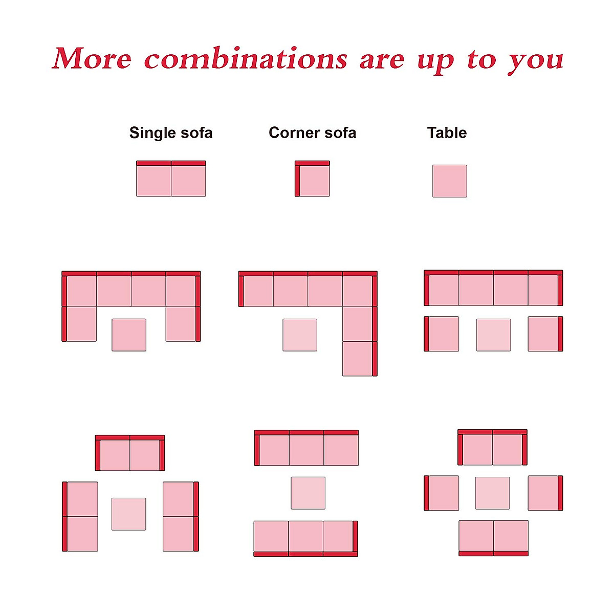 J-SUN-7 7pcs Patio Furniture Set, Outdoor Backyard Sets PE Rattan Sectional Sofa Set with Coffee Table and Cushions, Garden Wicker Sofa Set, Dark Blue