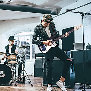 Glarry Electric Bass Guitar Full Size 4 String Rosewood Basswood Fire Style Exquisite Burning Bass (Dark Blue)