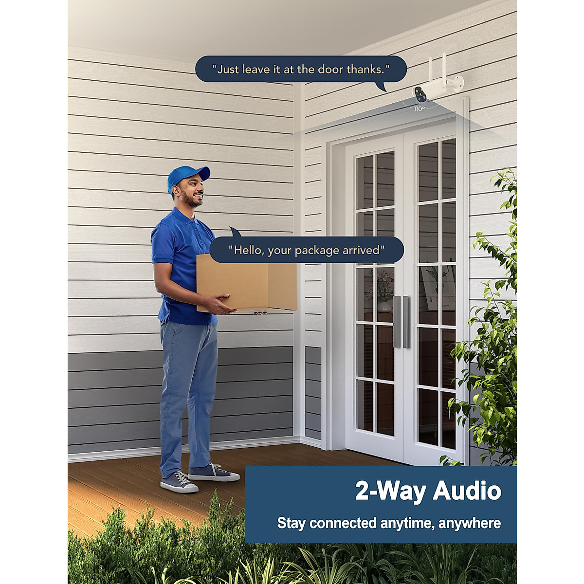 GNCC Outdoor Camera, 2K Cameras for Home Security Outside, Home Security Cameras, Motion Detection, Night Vision, 24/7 Recording, 2 Way Audio, Waterproof, Cloud & Local, Plug-in, APP Control