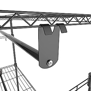 Himimi Heavy Duty Rolling Garment Rack 3 Tier Wire Shelving Clothes Rack for Clothing,Storage with Double Rods,Lockable Wheels and Side Hooks,Freestanding Metal Wardrobe Storage Rack,Black