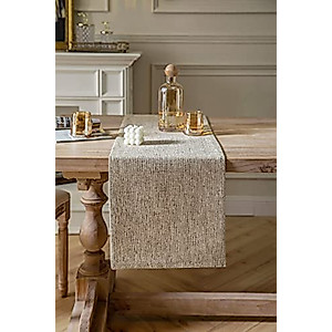 ZeeMart Burlap Style Farmhouse Table Runners 72 Inches Long, Beige Rustic Woven Dining Table Runner for Everyday Use, 14x72 Inches, Oatmeal Beige