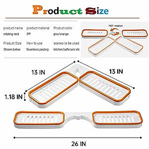 ZBYCYZ Bathroom Corner Punch-free Rack,180 Degrees Rotation Storage Rack Corner Shower Shelves,Drain Hole Design-No Drilling Installation,Wall Mount Shower Caddy (grey)
