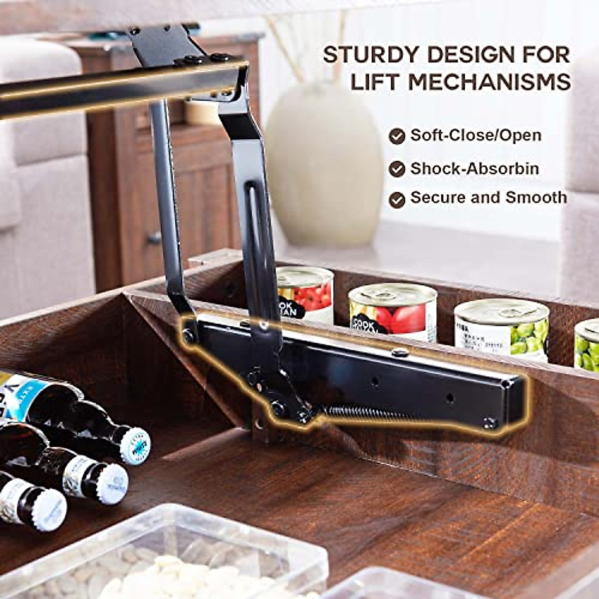 SinCiDo 48” Lift Top Coffee Table with Storage & Sliding Groove Barn Door, Farmhouse Coffee Table Rustic Wood Cocktail Table w/Double Storage Spaces for Living Room, Brown