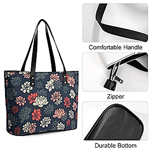 Womens Handbag Flowers Leather Tote Bag Top Handle Satchel Bags For Lady