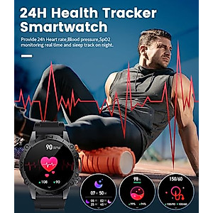 Smart Watches for Men,1.43'' Amoled Ultra HD Sport Watch with 120+Sport Modes/5ATM Waterproof/45Days Battery,in&Outdoor Fitness Tracker with Call,Heart Rate/Sleep Monitor for Android iOS(2 Straps)