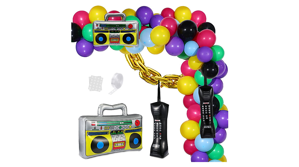 Retro 80s & 90s Party Balloons Kit for Retro Theme Celebrations