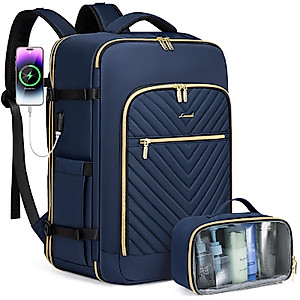 LOVEVOOK Carry on Backpack,Travel Backpack Airline Approved with Toiletry Bag,Expandable 30-40L Large Laptop Backpack Women Waterproof, Fit 17.3 Inch with USB Charging Port Shoes Compartment