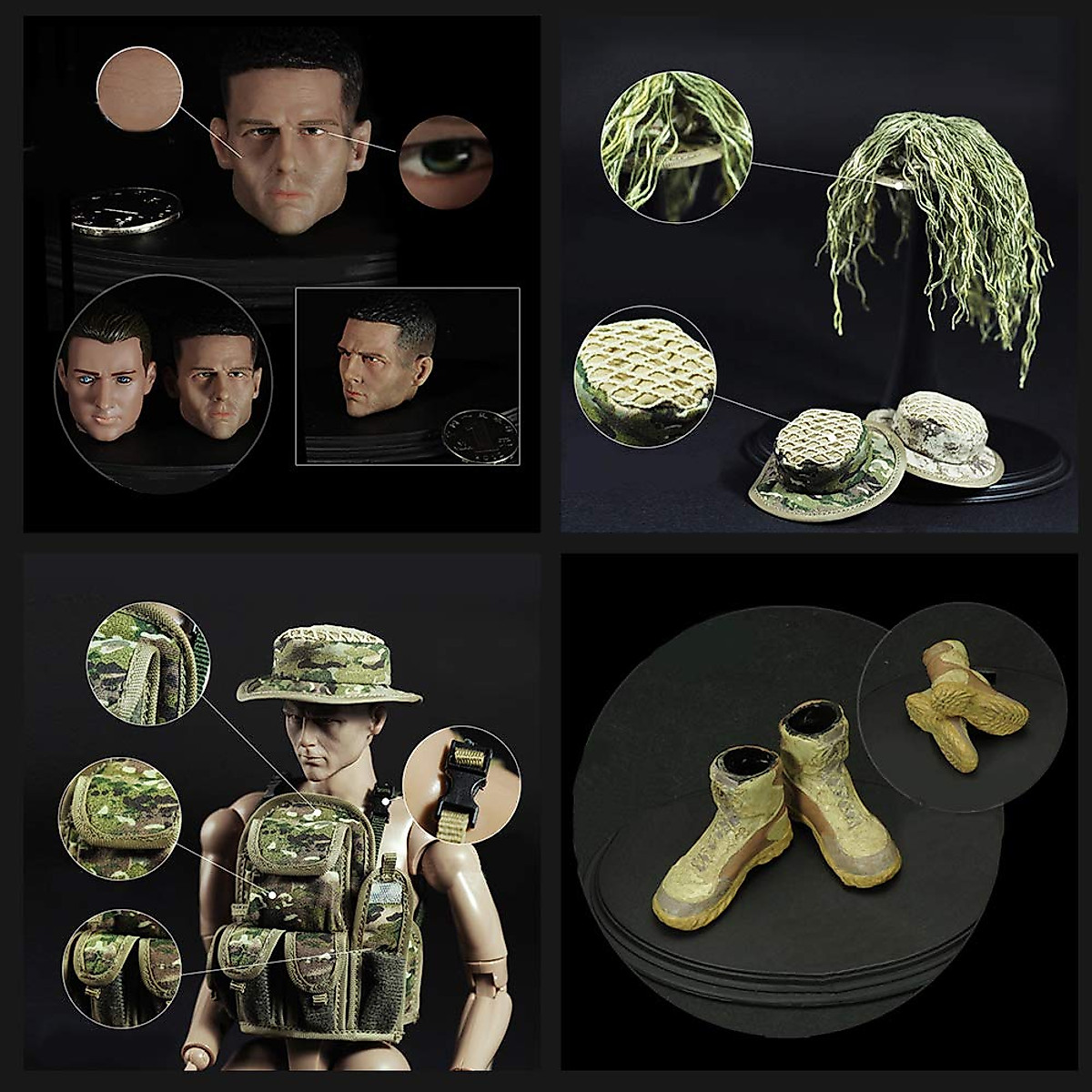 ViiKONDO 1/6 Scale Jungle Sniper Action Figure Toy Army Men 12inch Soldier Figurine Model Full Set Collection Weapon Accessories Military Fan Gift