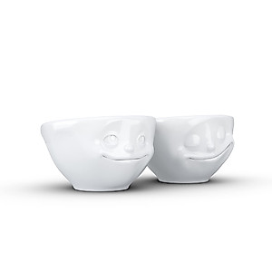 TASSEN Small Porcelain Bowl Set No. 2, Happy & Dreamy Face, 3.3 oz. White (Set of 2 Bowls)
