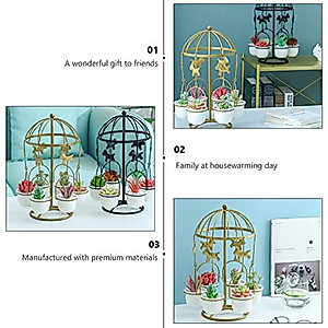 Happyyami 1 Set Carousel Flower Pot Carousel Pot Carousel Planter Mini Cactus Pot Ceramic Flower Carousel Plant Stand Ceramic Planter with Stand Coat Hanger Wrought Iron Office Succulents