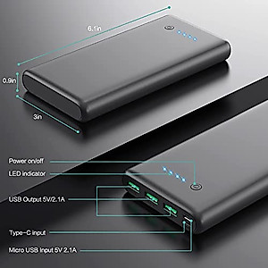 Portable Charger 36800mAh, Power Bank with Tri-Outport & Dual Inport (2.1A USB-C Input and Micro USB Input) External Battery Pack Compatible with iPhone 14/13/12/11,Galaxy S22 Tablet etc[2023 Version]
