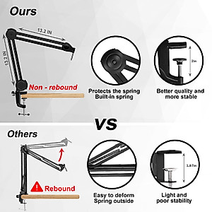 Boseen Boom Mic Arm Stand for Shure SM7B with SM7B Pop Filter, Upgraded Adjustable Suspension Scissor Mic Stand Desk Mount with Extension Tube for Video, Podcast, Gaming