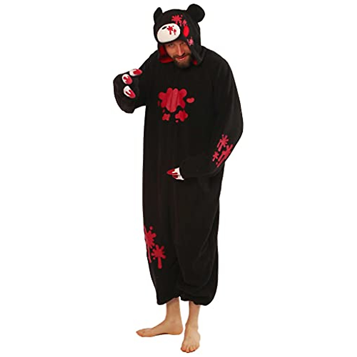 SAZAC Gloomy Bear Kigurumi - Onesie Jumpsuit Halloween Costume (Black)