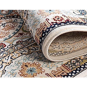 Unique Loom Narenj Collection Classic Traditional Medallion Textured Design Area Rug, 8 x 10 ft, Ivory/Tan