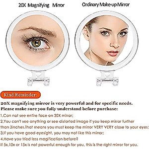 20X Magnifying Mirror, 6 Inch, Two Sided Hand Mirror, 20X/1X Magnification, Folding Makeup Mirror with Handheld/Stand, Use for Makeup Application, Tweezing, and Blackhead/Blemish Removal.