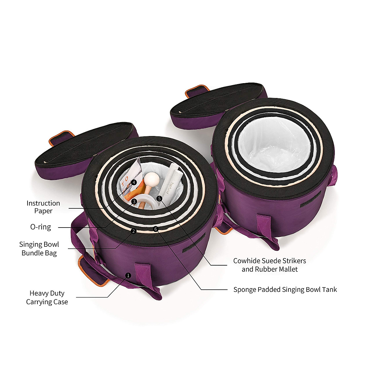 TOPFUND 10 inch F Note Crystal Singing Bowl Heart Chakra with Heavy Duty Carrying Case and Suede Mallet