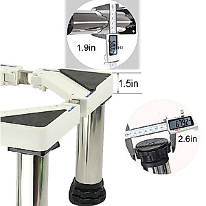 Machine Stand Adjustable Appliance Stand Refrigerator Pedestal Stand Length/Width 17"-25" Wine Cooler Stand Pedestal for Dishwasher Heavy Furniture, Anti-rust, White (Legs:10",4Legs)