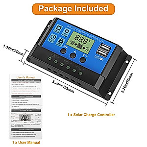 EEEkit 100A Solar Charge Controller, 12V/24V Solar Panel Charge Controller Intelligent Regulator with 5V Dual USB Port Display Adjustable PWM Auto Parameter LCD Display and Timer Setting