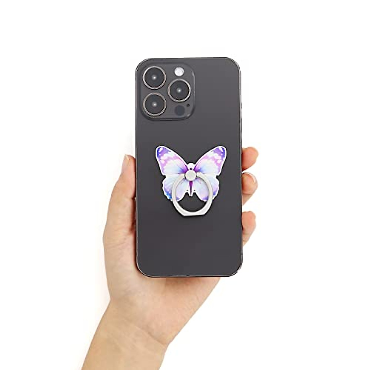 LaMignonne Butterfly Cell Phone Ring Holder Finger Ring Grip Stand 360° Rotation 180° Flip Universal Kickstand Compatible with All Smartphones (Lilac)