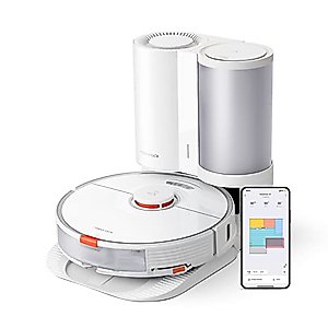 Roborock S7+ Robot Vacuum and Sonic Mop with Auto-Empty Dock, Stores up to 60-Days of Dust, Auto Lifting Mop, Ultrasonic Carpet Detection, 2500Pa Suction, White (Renewed)