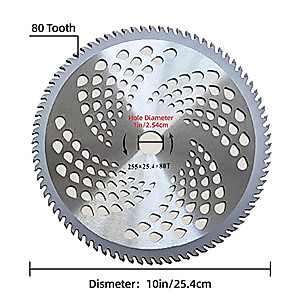 9" x 20T Chainsaw Tooth Brush Cutter Blade,10" x 80T Carbide Tip Brush Blades with Universal Adapter Kit,Premium Stainless Steel Trimmer Head Compatible with Cutter, Trimmer, Weed Eater (2 Pack)