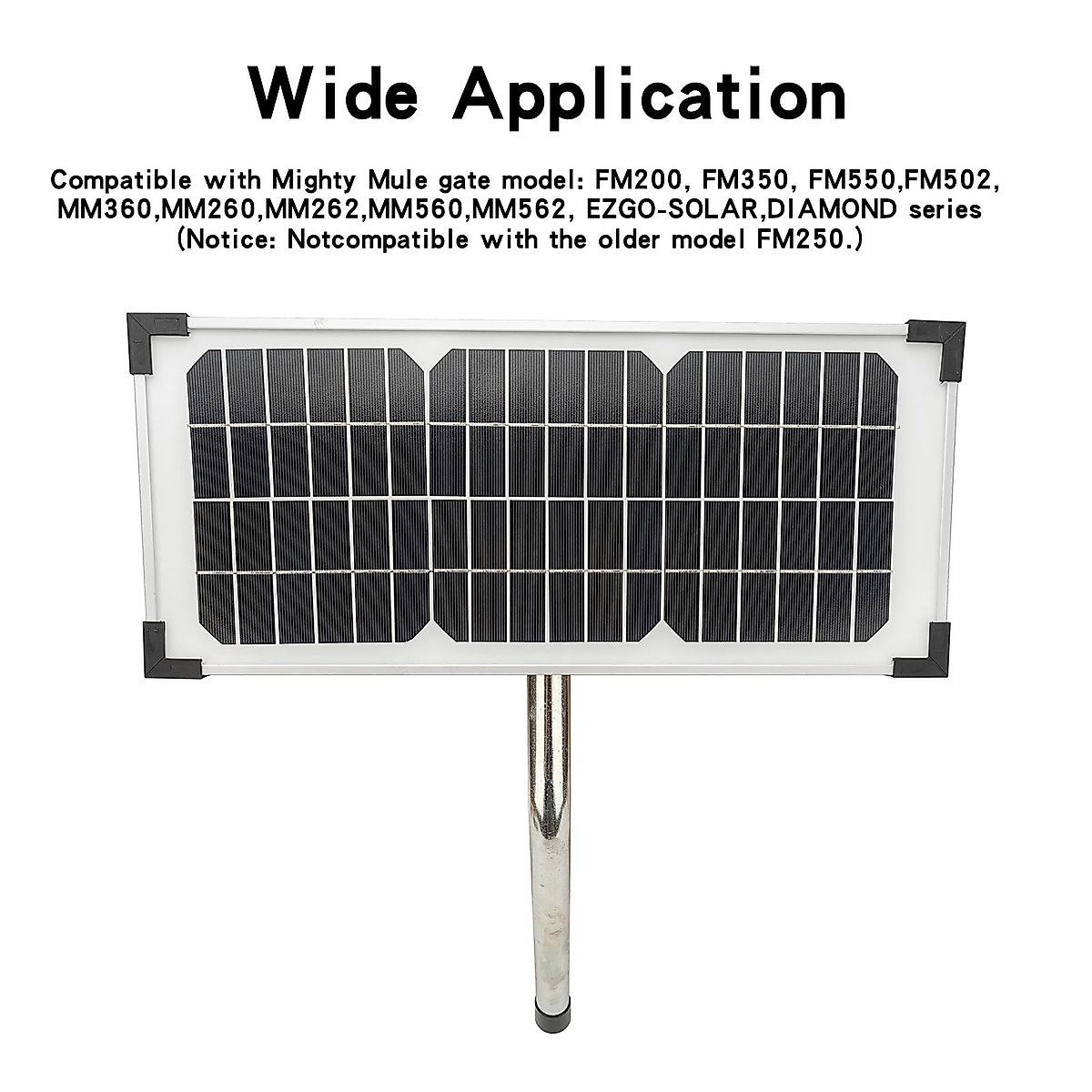 10 Watt Solar Panel Kit Compatible with Mighty Mule Automatic Gate Openers Replace# FM123
