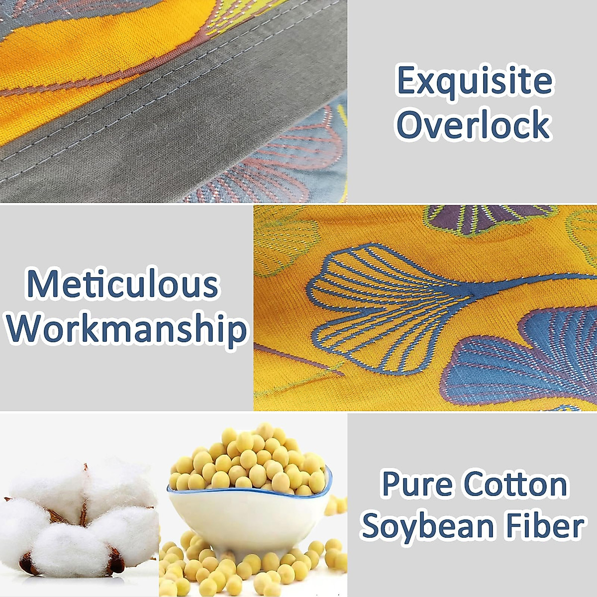 Ginkgo Queen Quilt Bedding Set 3 Piece Lightweight Cotton Queen Bedspread Coverlet Set for All Season Soft Reversible Quilt Set (Includes 1 Quilt, 2 Pillow Shams)