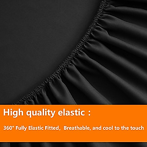 TAIMIT Black Full Size Comforter Set - 7 Pieces, Bed in a Bag Bedding Sets with All Season Soft Quilted Warm Fluffy Reversible Comforter,Flat Sheet,Fitted Sheet,2 Pillow Shams,2 Pillowcases