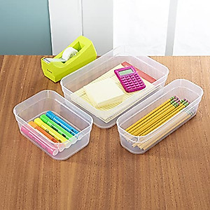Clear Plastic Bins Drawer Organizer - Junk Drawer Organizer - Set of 6-9" x 7" - Made in USA