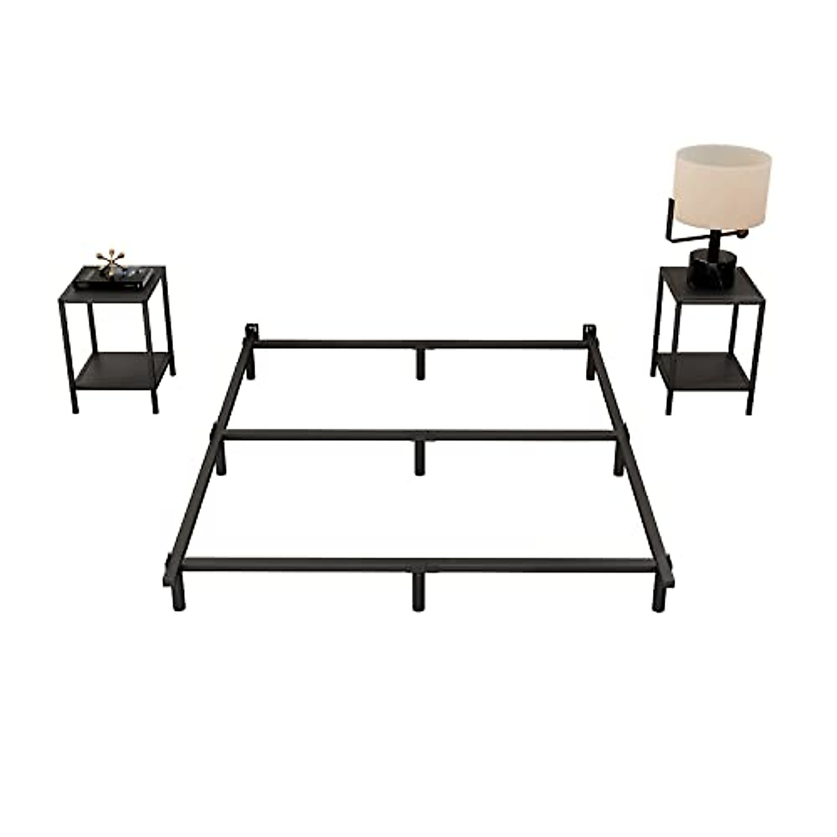 NEW JETO Metal Bed Frame - Sturdy Platform Bed Frame Heavy Duty Non-Slip Bed Frame Black Full Bed Frame 9 Leg Support Easy to Assemble，Suitable for Without Taking Up Space and Easy to Move
