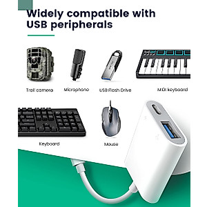 Bqbersyn USB Adapter for iPad/iPhone, Lightning to USB Female OTG Adapter Compatible with SD Card Reader/USB Flash Drive/Microphone/Hard Disk and MIDI,Plug & Play