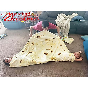 Acteb Burrito Tortilla Blanket Gifts for Kids Teens 60in, 300GSM Double Sided Print Novelty Soft Flannel Wrap Round Throw Blankets Home Decor Food Taco