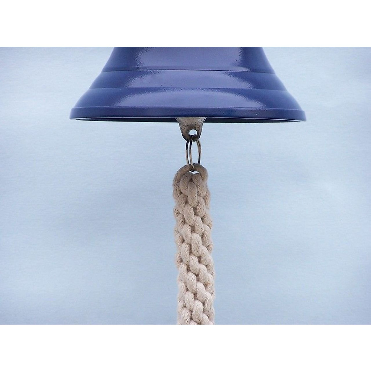 Hampton Nautical 3xglass-101 Solid Brass Hanging Ship's Bell 9"-Blue Powder Coated Nautical Home Decoration, 9 inch