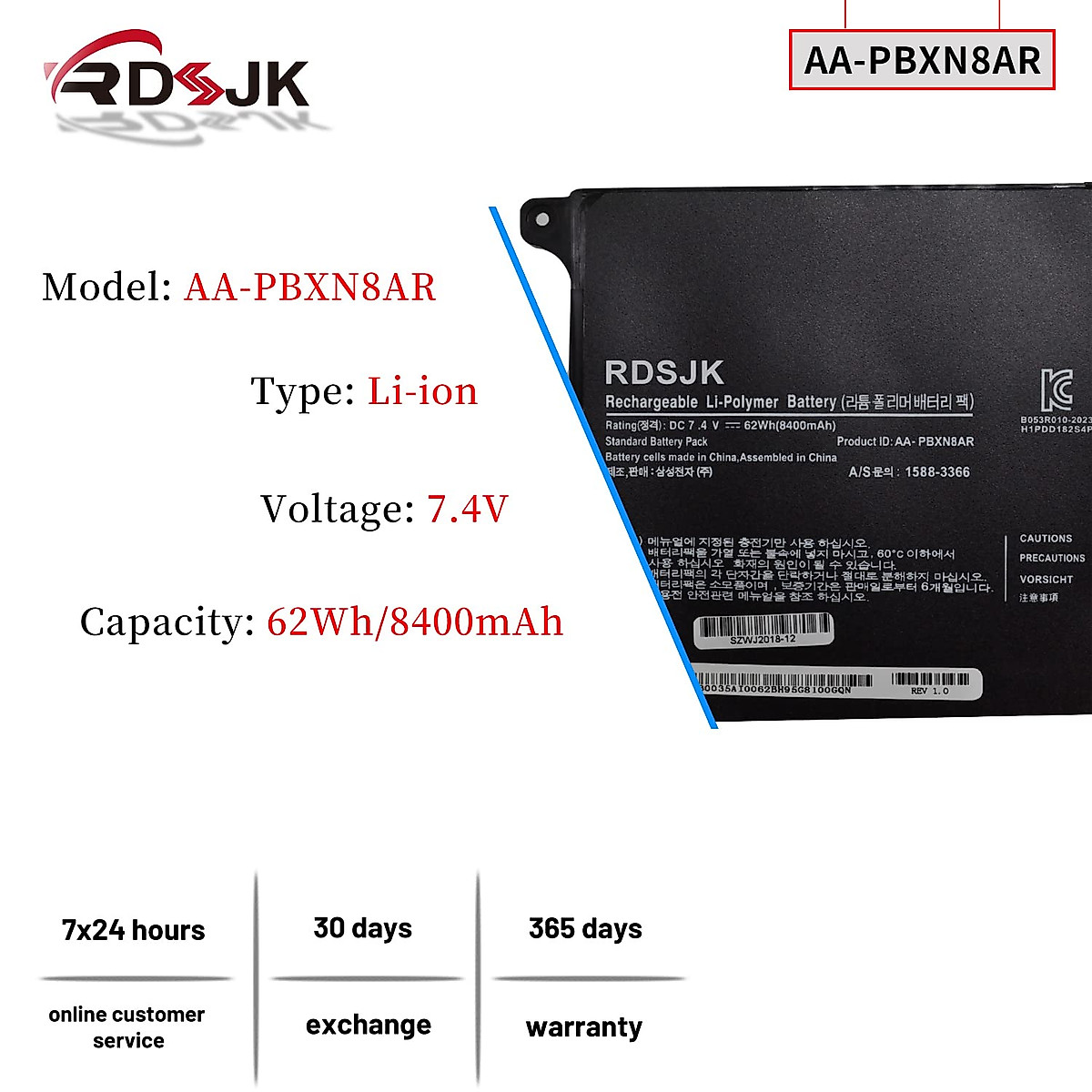 AA-PBXN8AR Laptop Battery for Samsung Series 9 900X4 900X46 900X4B 900X4C 900X4D NP900X NP900X4B NP900X4C 900X4B-A02 900X4B-A01DE 900X4C-A01 900X4D-K02 NP900X4D NP900X4C-A01CN NP900X4D-K01CN 7.4V 62Wh
