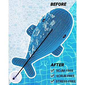 AOSYCO Scum Absorber for Spa Hot Tub, Whale Scum Defoamer Hot Tubs Skimmer, Anting Foam Absorbing Sponges Accessories, Upgraded of Scum Bug Scumbug Scum Rays, Soak Up Oils Reusable Cleaner, 2Pack Kit
