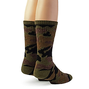 WARRIOR ALPACA SOCKS | Heavy-Duty Hunting Alpaca Wool Socks | Terry Lined | Unisex (Medium, Woodland Camo)
