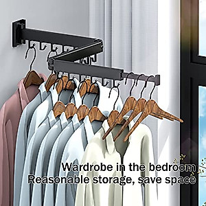 HEILAIYI Clothes Drying Rack for Laundry,Wall Mounted Clothes Hanger Rack,Folding,Retractable,Collapsible(J Shape Hooks)