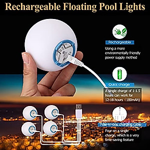 Floating Pool Lights,Rechargeable LED Color Changing Pool Lights That Float,3 Inch LED Pool Light with Remote & Hook for Swimming Pool Pond Spa Bath Garden,Hot Tub Accessories,Pool Party Decorations