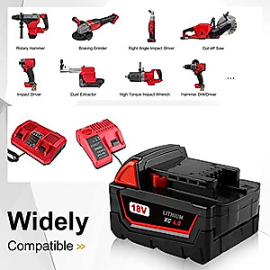 CEENR 2Pack 4000mAh M 18 Batteries Replacement for Milwaukee 18V Battery XC 48-11-1862 48-11-1840 48-11-1815 48-11-1820 48-11-1850 Lithium-ion Compatible with Milwaukee 18-Volt Tools Batteries